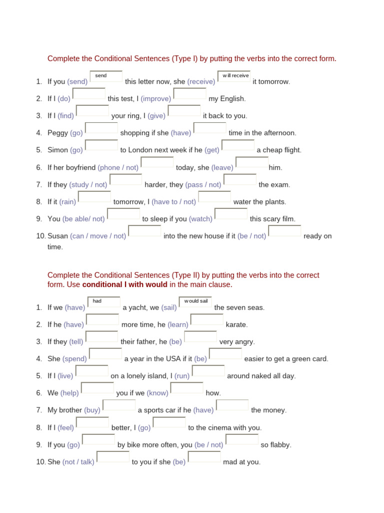 Complete The Conditional Sentences | PDF