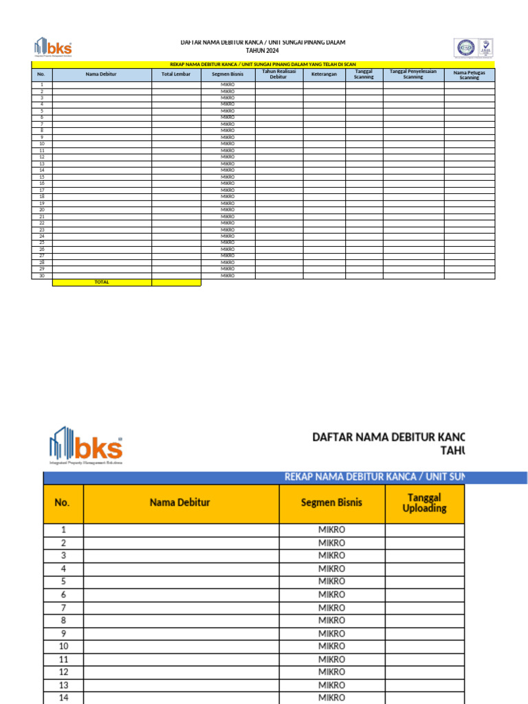 Rekap Nama Debitur Unit | PDF