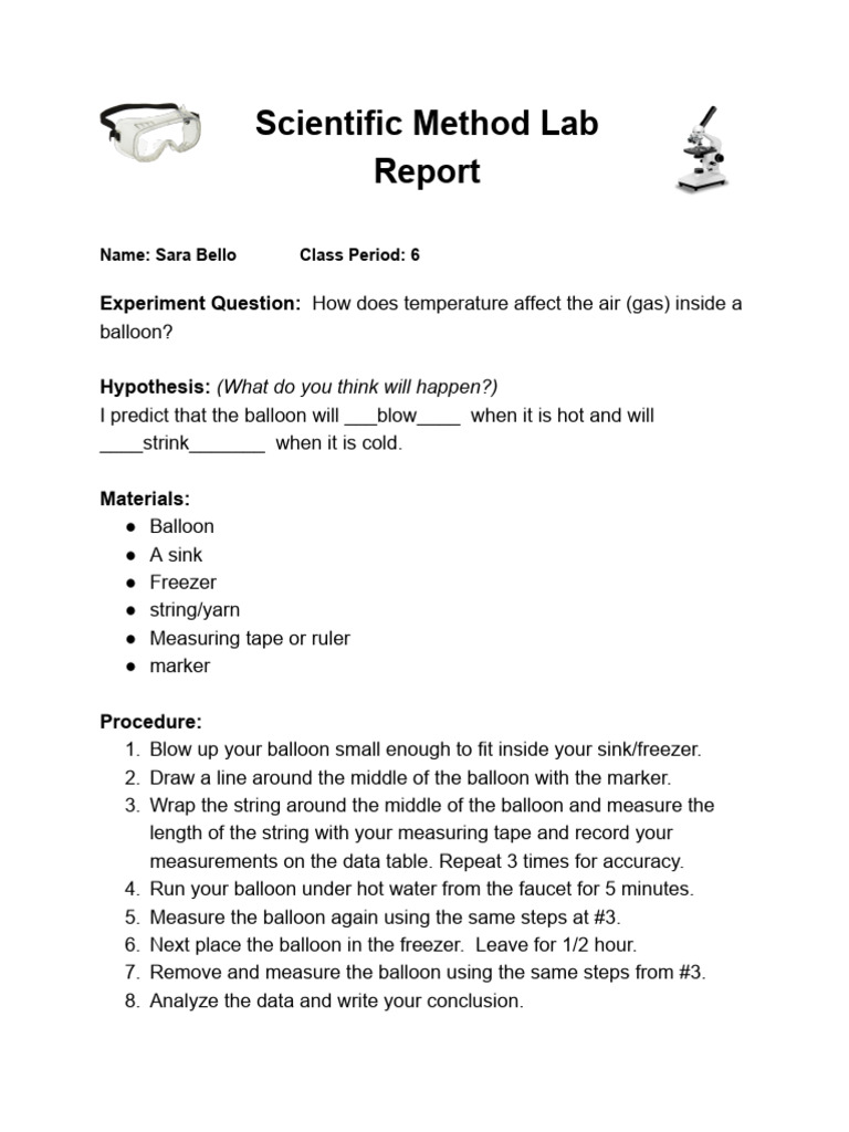 Sara Bello - Copy of Scientific Method Lab | PDF