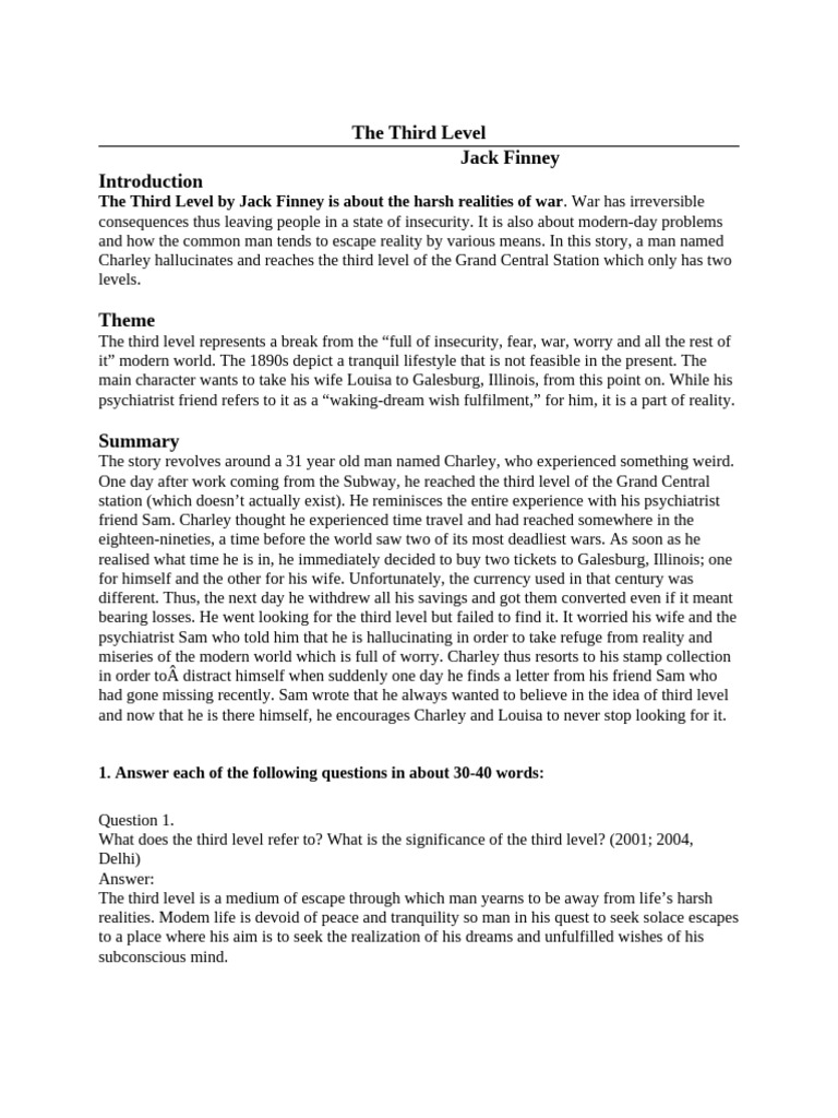 The Third Level | PDF
