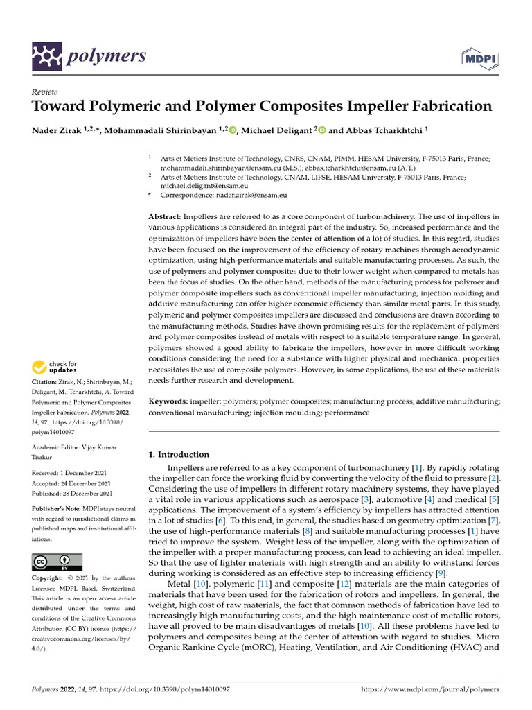 Toward Polymeric and Polymer Composites Impeller Fabrication | PDF