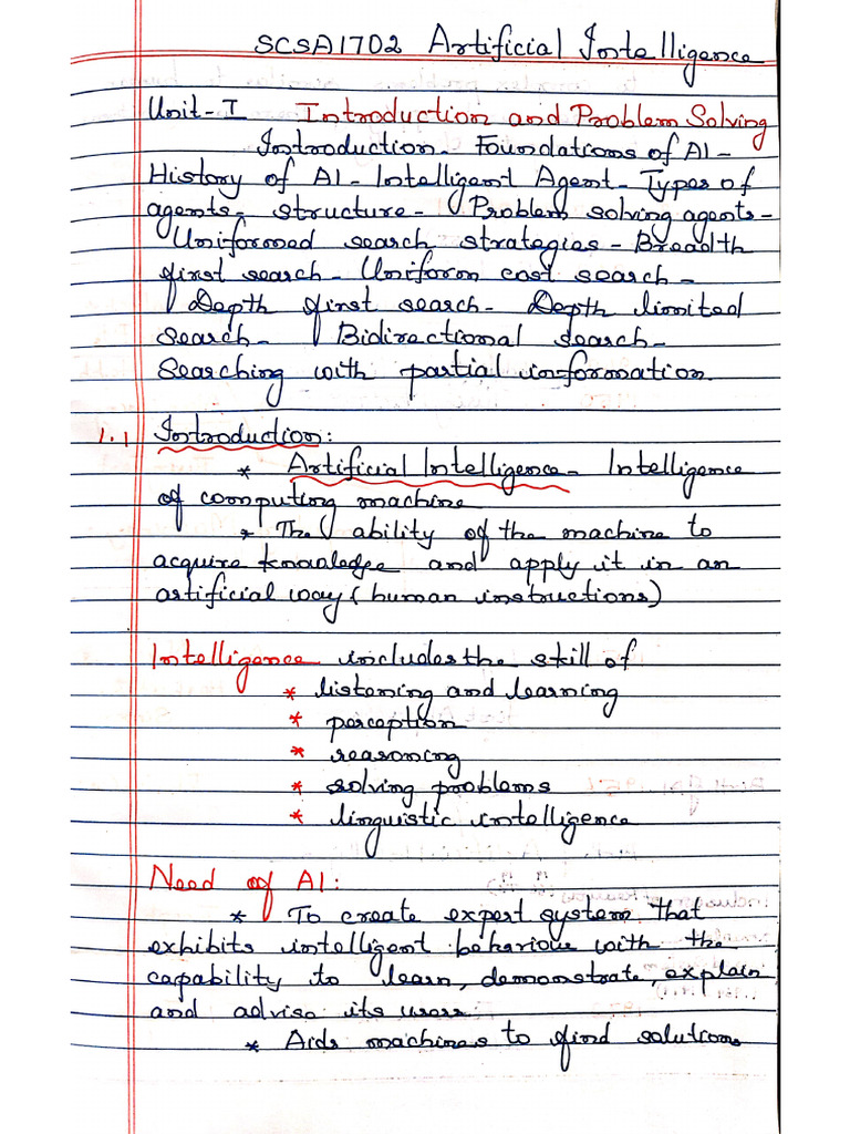 AI Notes Unit 1 | PDF