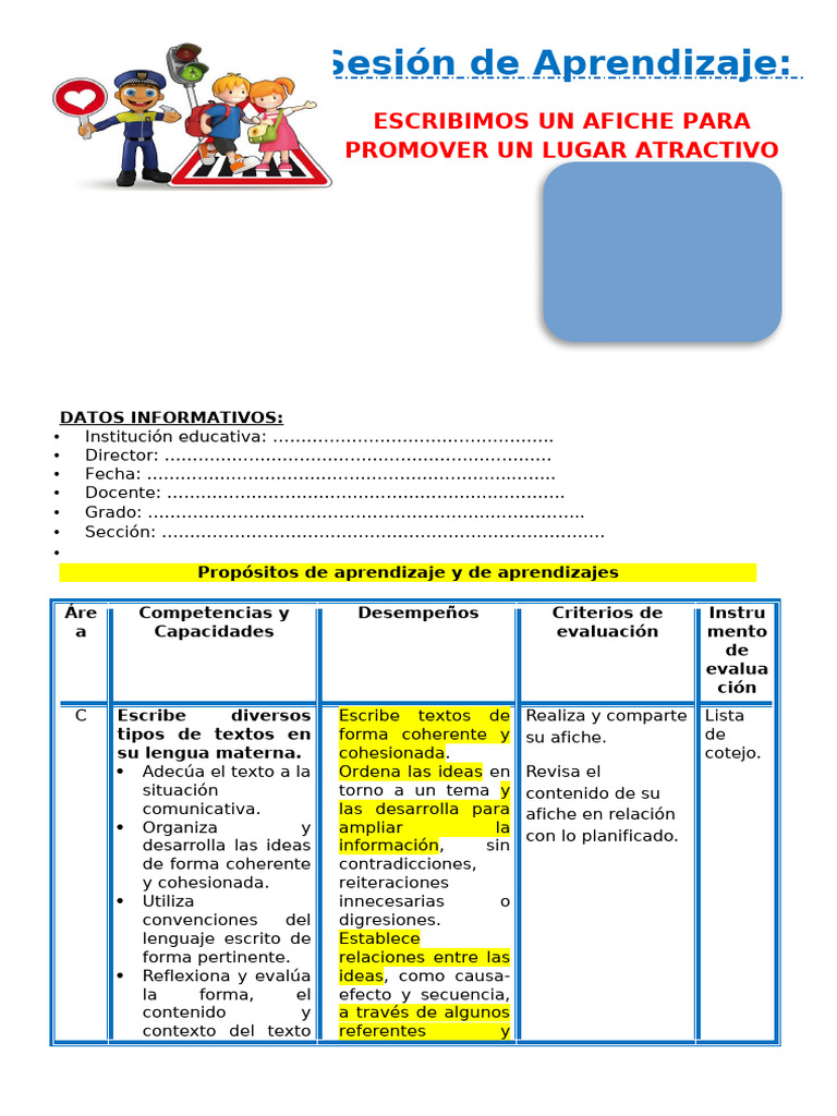 4° Sesión Día 3 Com Escribimos Un Afiche para Promover Un Lugar Atractivo | PDF