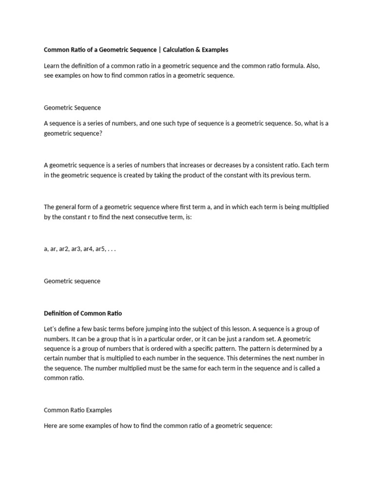 Common Ratio-Geometric Sequence-WPS Office | PDF