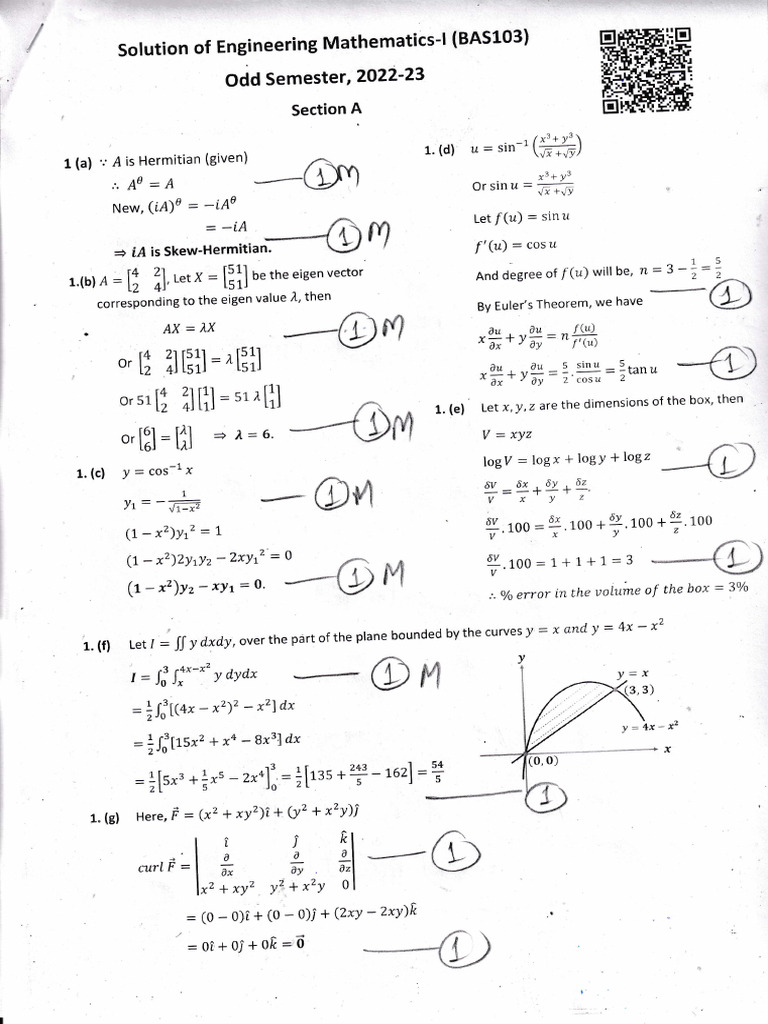 BAS103 Btech 1st Year BAS 103 2023 Ques Paper Solution | PDF