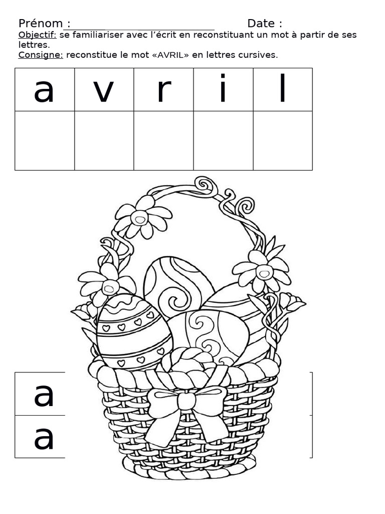 Reconstituer Le Mot Avril GS | PDF