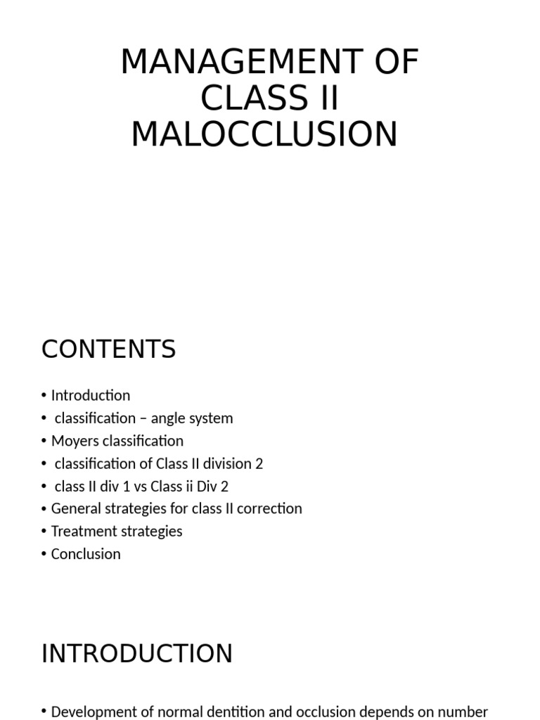 Management of Class II Malocclusion | PDF | Orthodontics | Tooth
