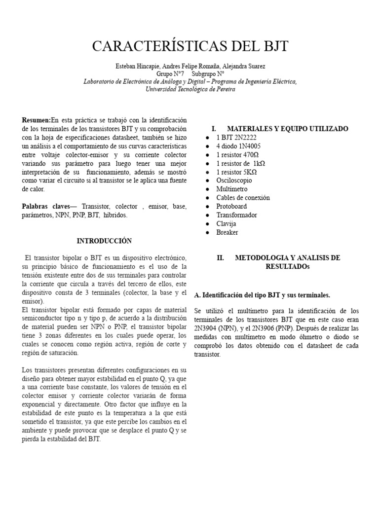 Caracteristicas de Los BJT | PDF