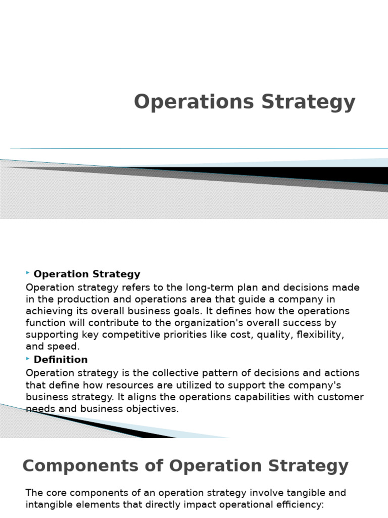 Operation Strategy Componemt & Tool | PDF