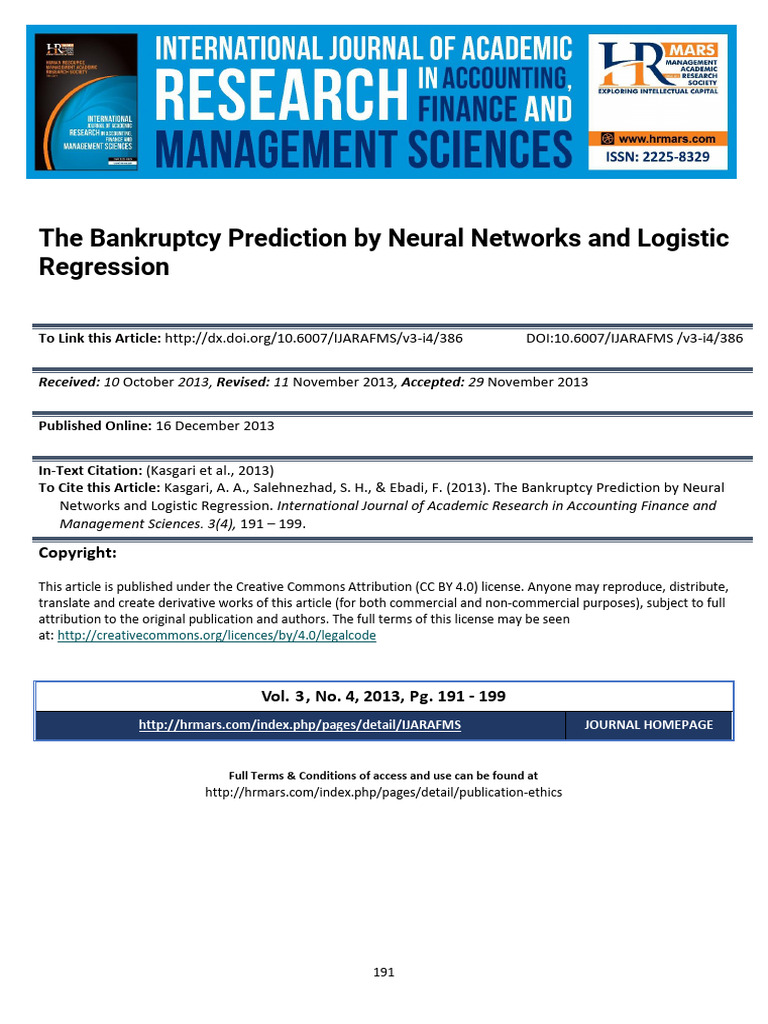 The Bankruptcy Prediction By Neural Networks And Logistic Pdf