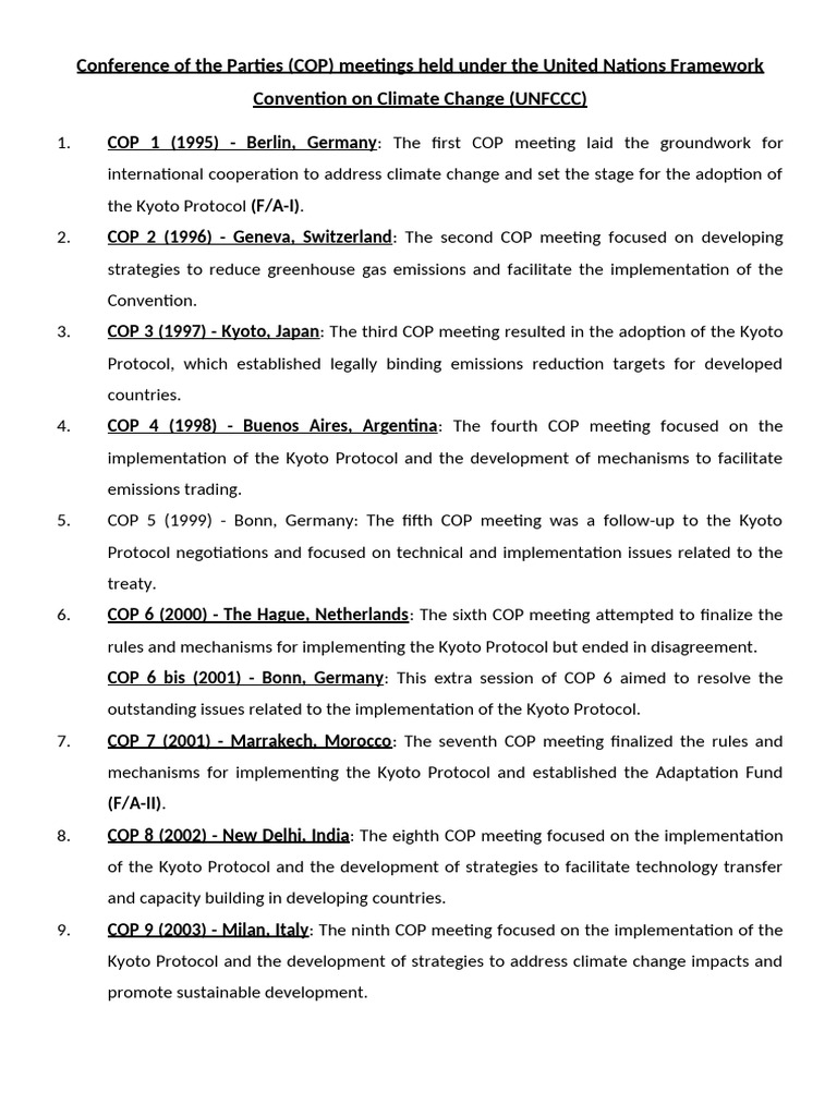 1 - UNFCCC Meetings | PDF