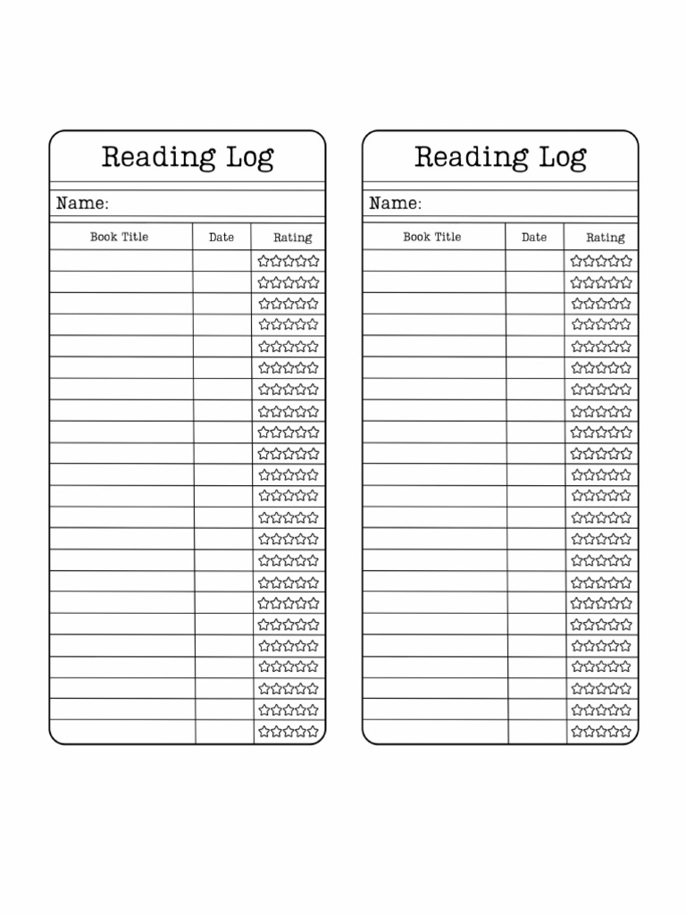 Reading Log Bookmark Rounded | PDF