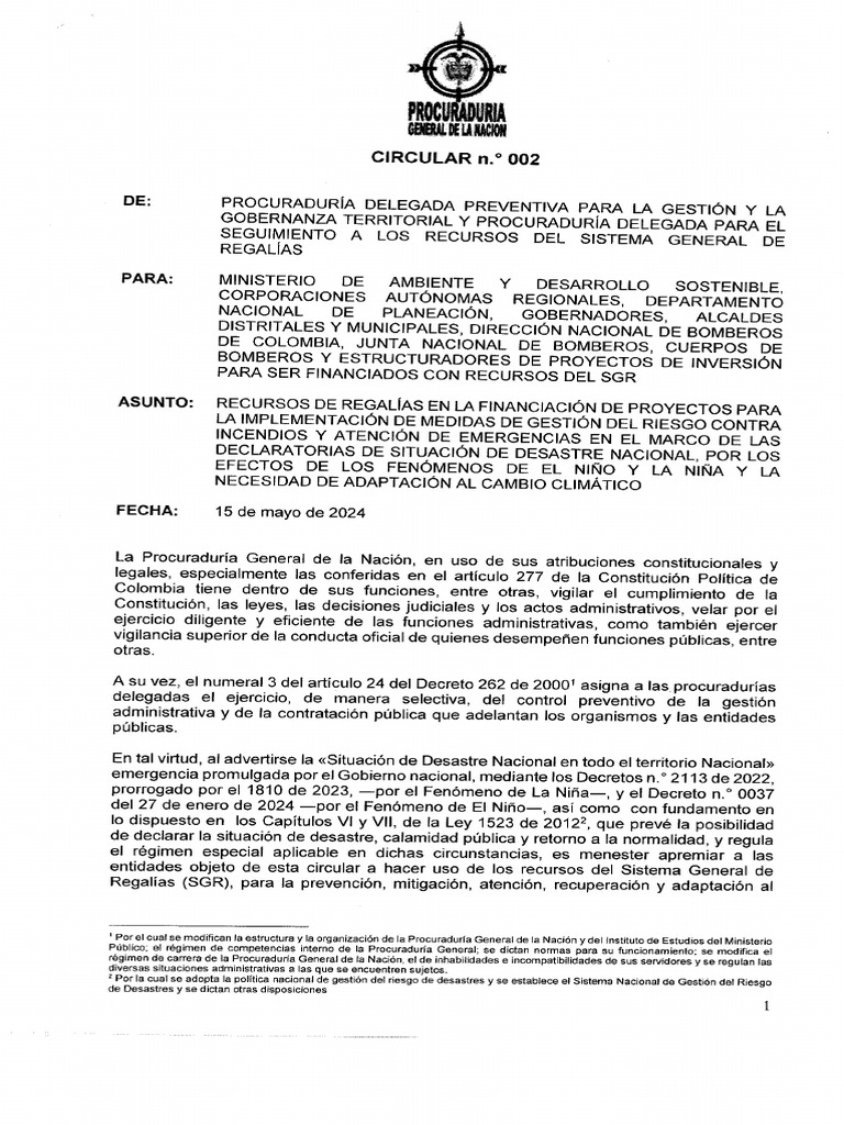 Circular No 002 PGN-1 | PDF