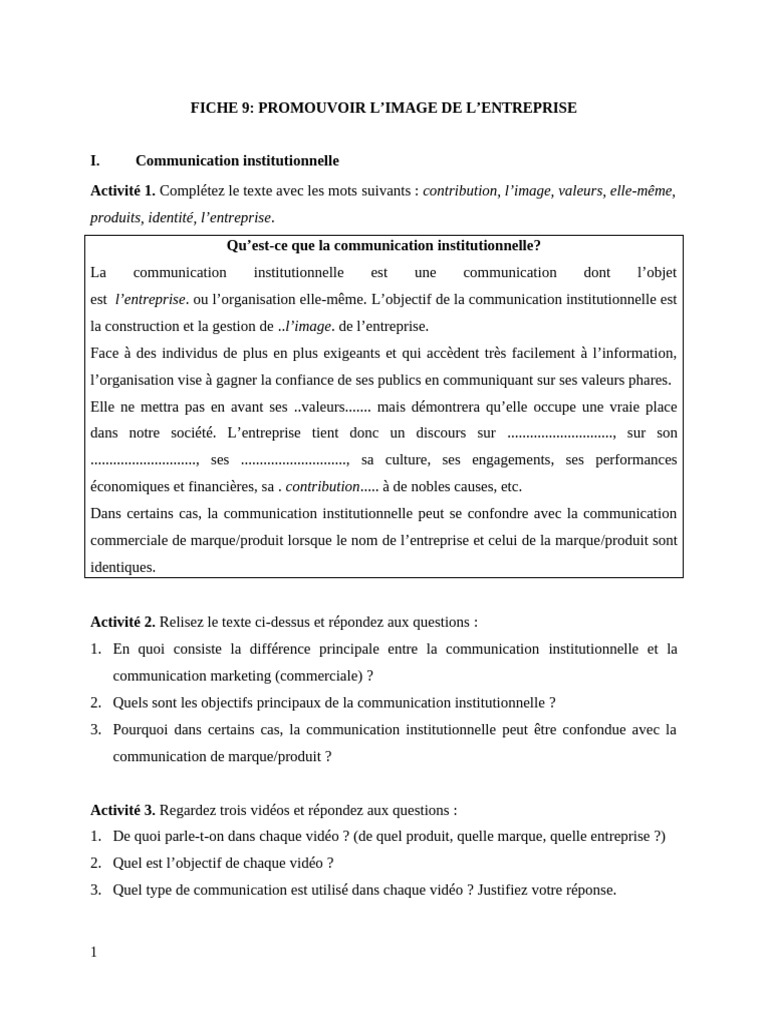 Fiche 9 | PDF
