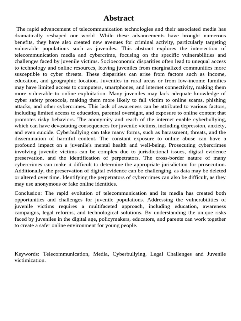 Abstract of Telecommunication and Its Media. | PDF