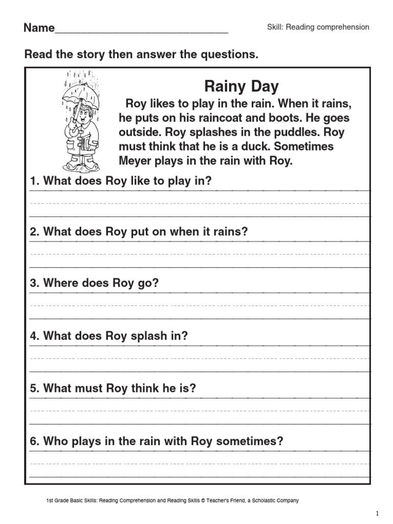 Rainy Day (Reading Comprehension) | PDF