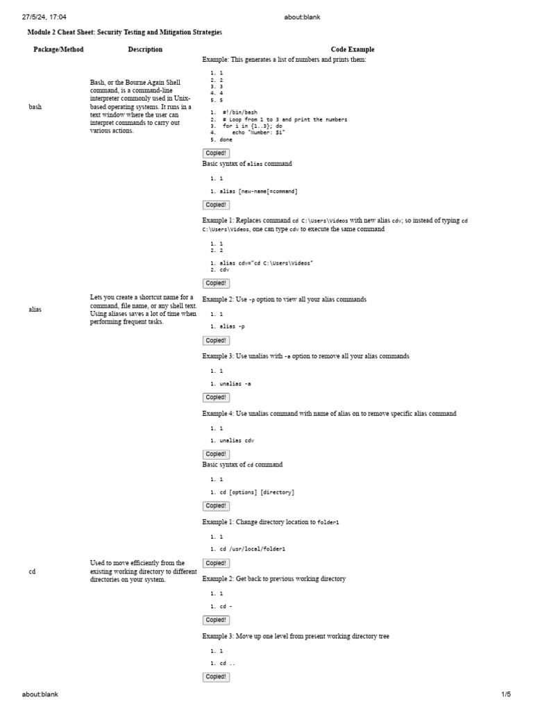 Cheat Sheet Security Testing And Mitigation Strategies Pdf