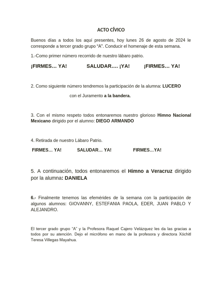 Acto Cívico y Efemérides de México | PDF | Politics Of Mexico | Mexican ...