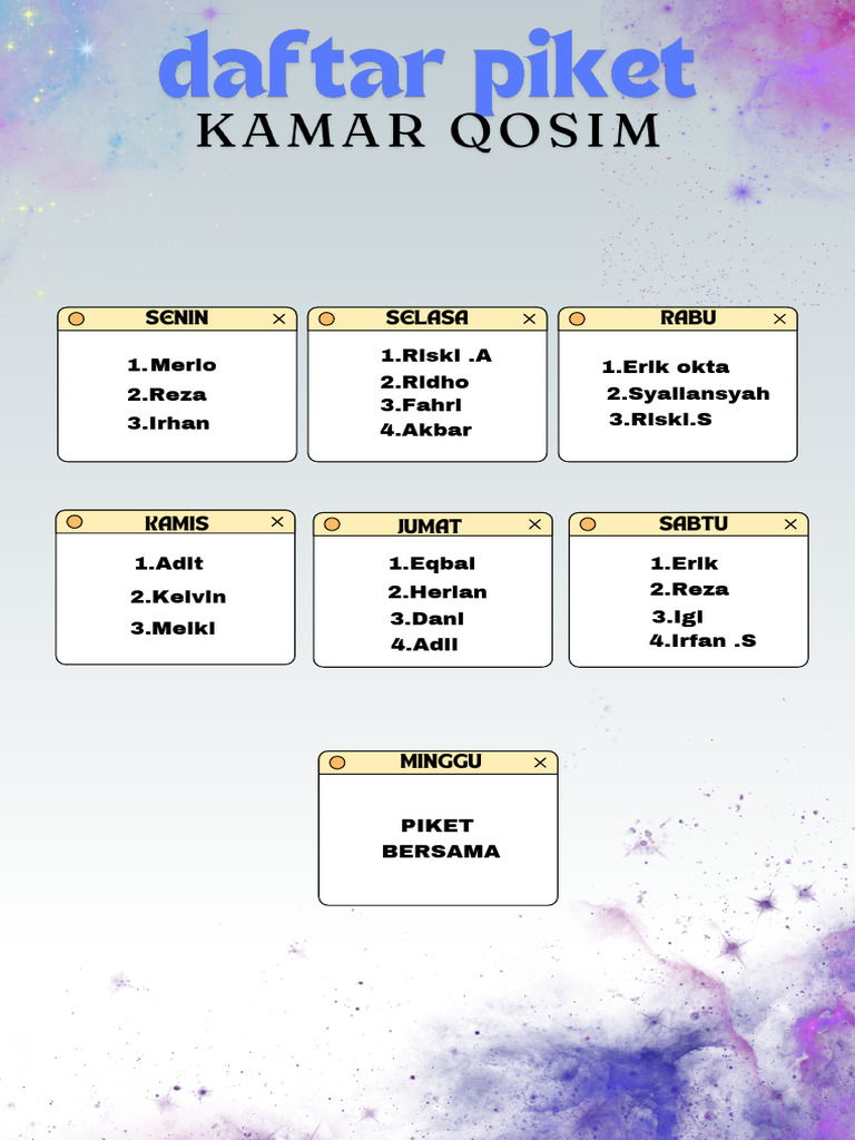 Jadwal Piket Qosim | PDF