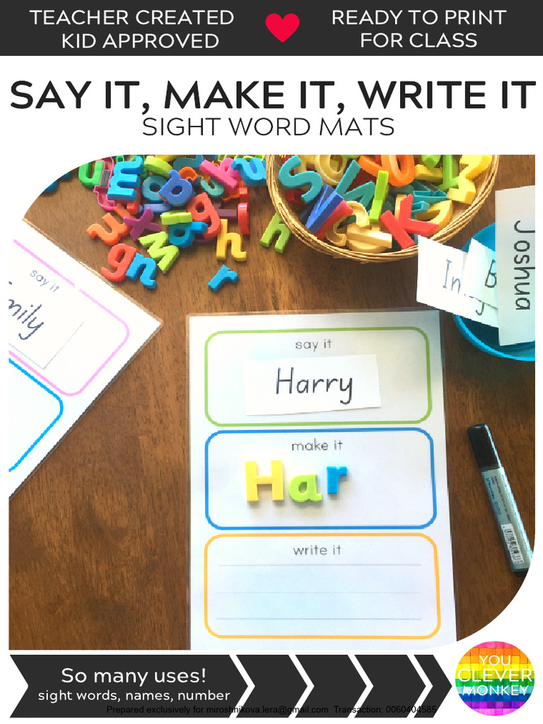 Say It Make It Write It Mats | PDF