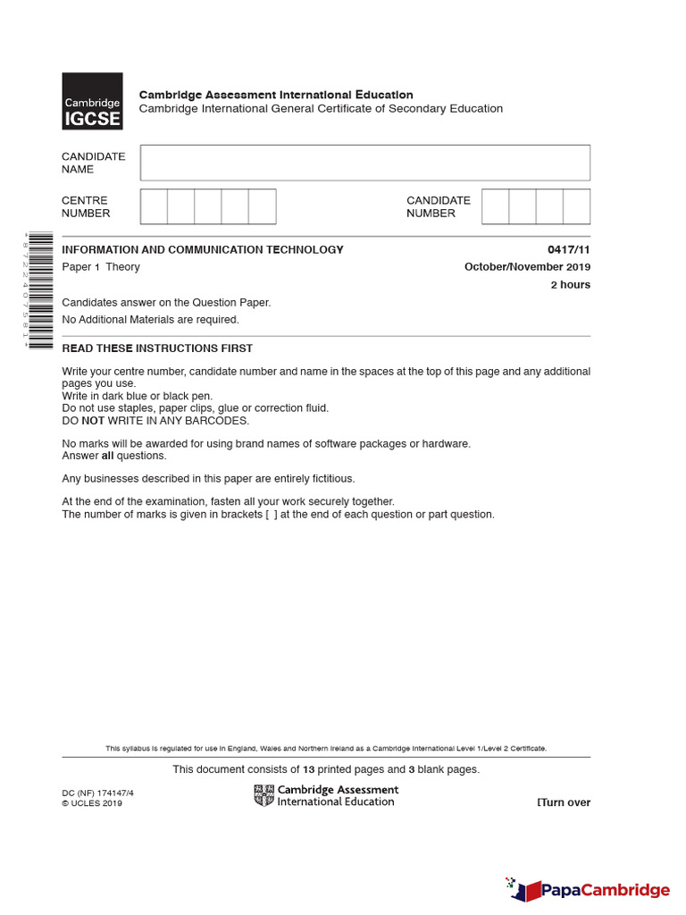 YEAR 10 ICT Practice Paper | PDF