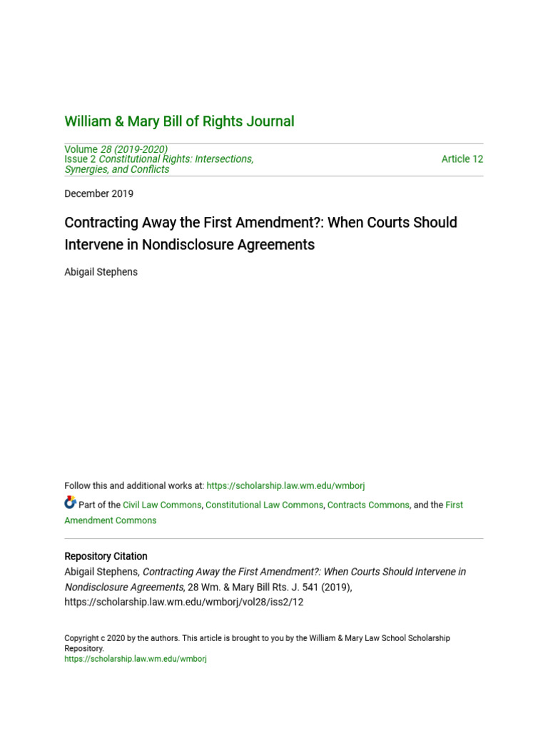 Contracting Away The First Amendment - When Courts Should Interve | PDF ...