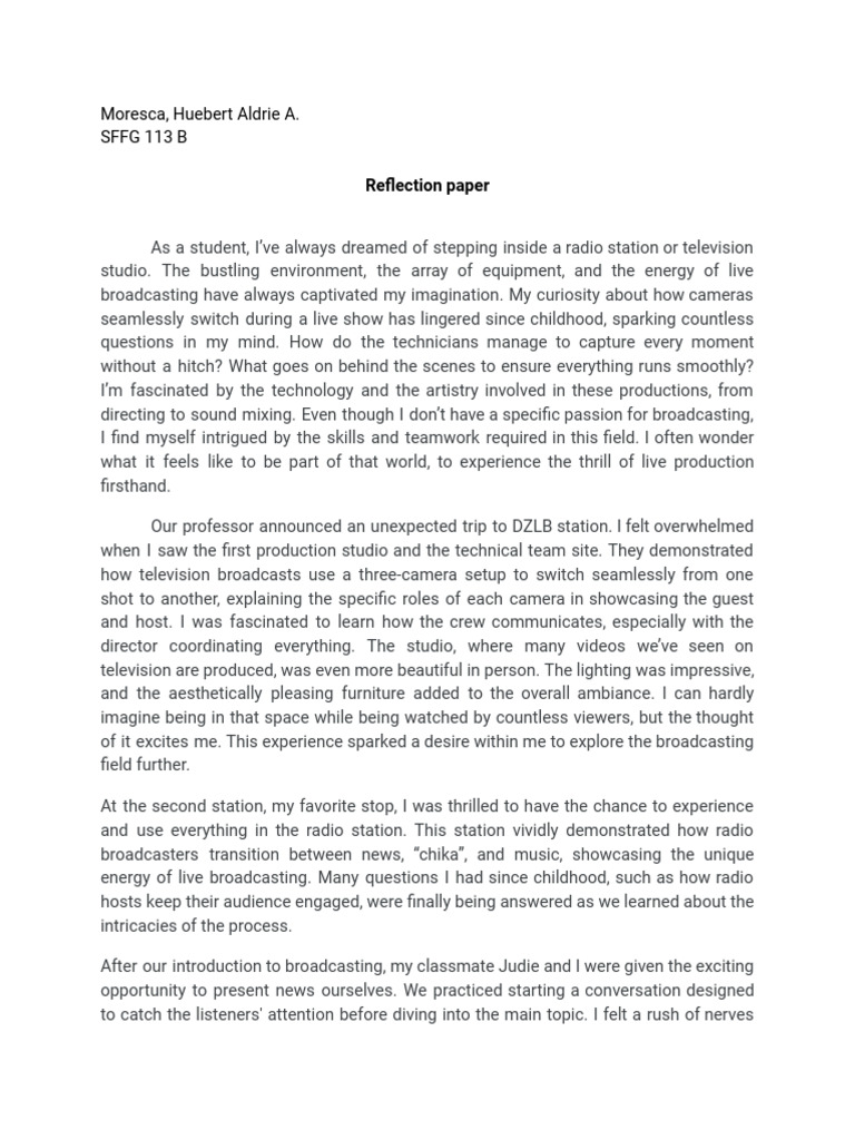 SFFG 113 Reflection Paper Moresca | PDF