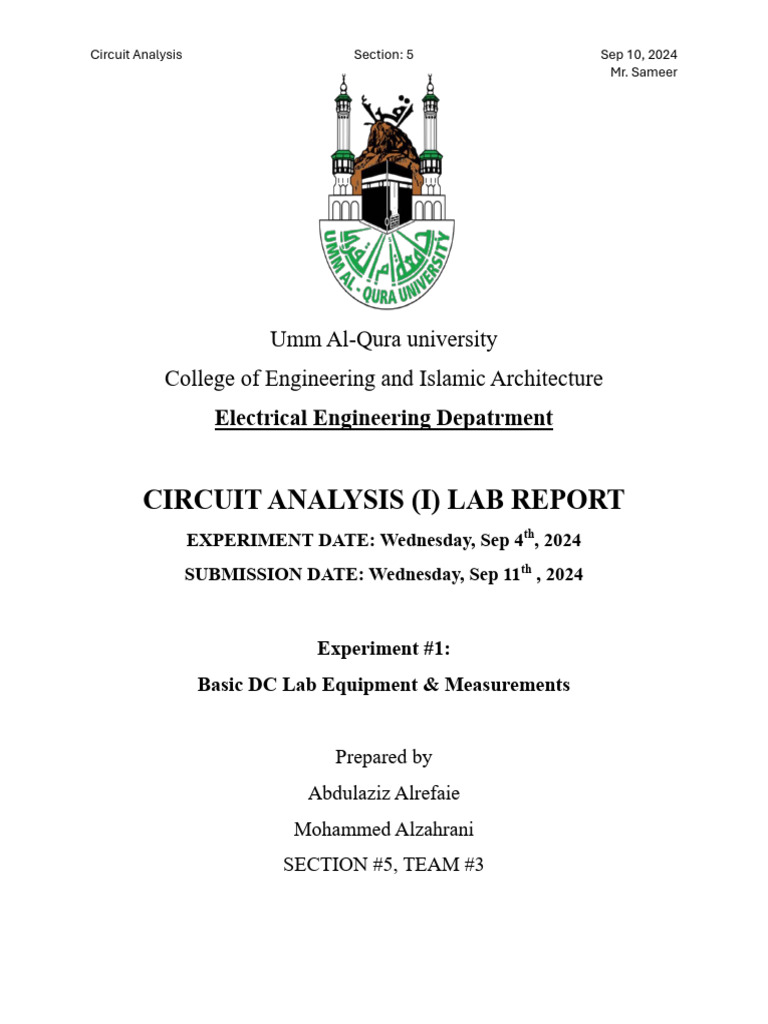 Lab 1 Circuit Analysis | PDF