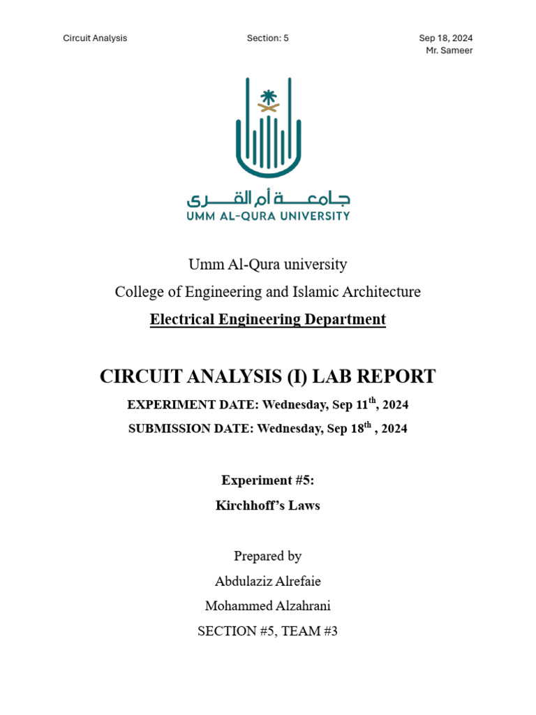 Lab 3 Circuit Analysis | PDF