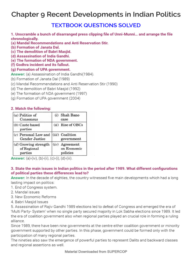 8-Recent Developments in Indian Politics | PDF
