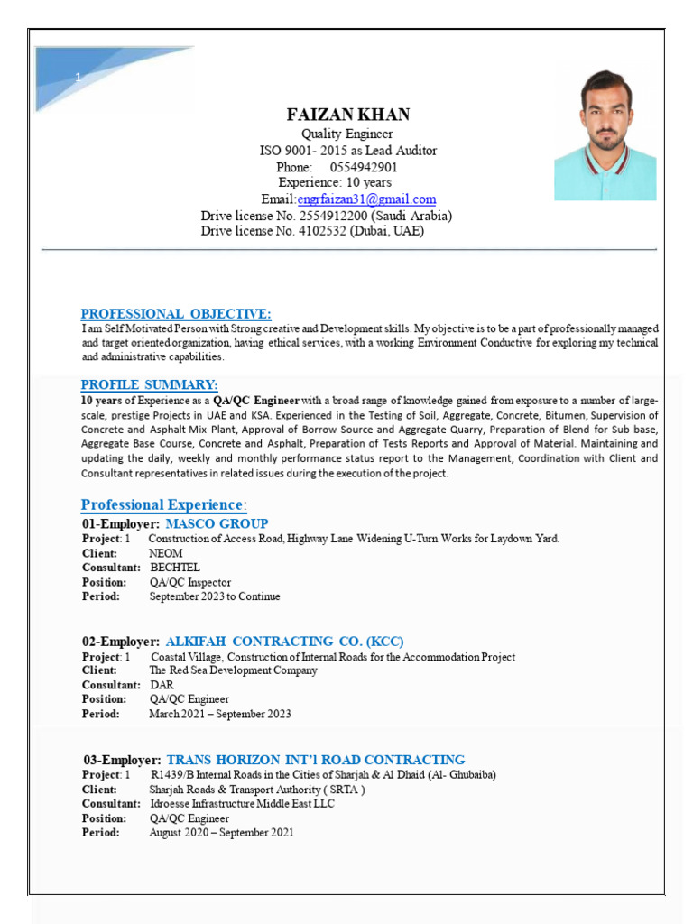 MR - Faizan. CV QC Inspectore.1pdf | PDF
