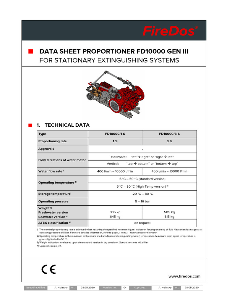 DATA SHEET FireDos - FD10000 stationaryGENIII | PDF | Valve | Chemical ...