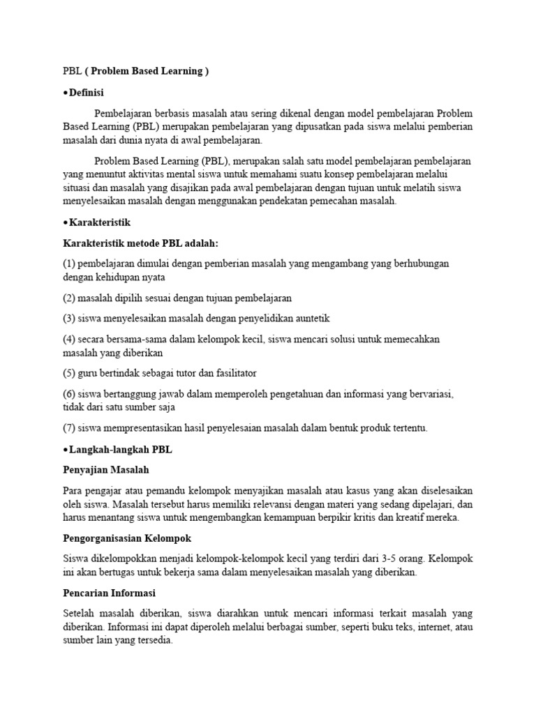 Panduan Problem Based Learning (PBL) | PDF | Pedagogy | Education Theory