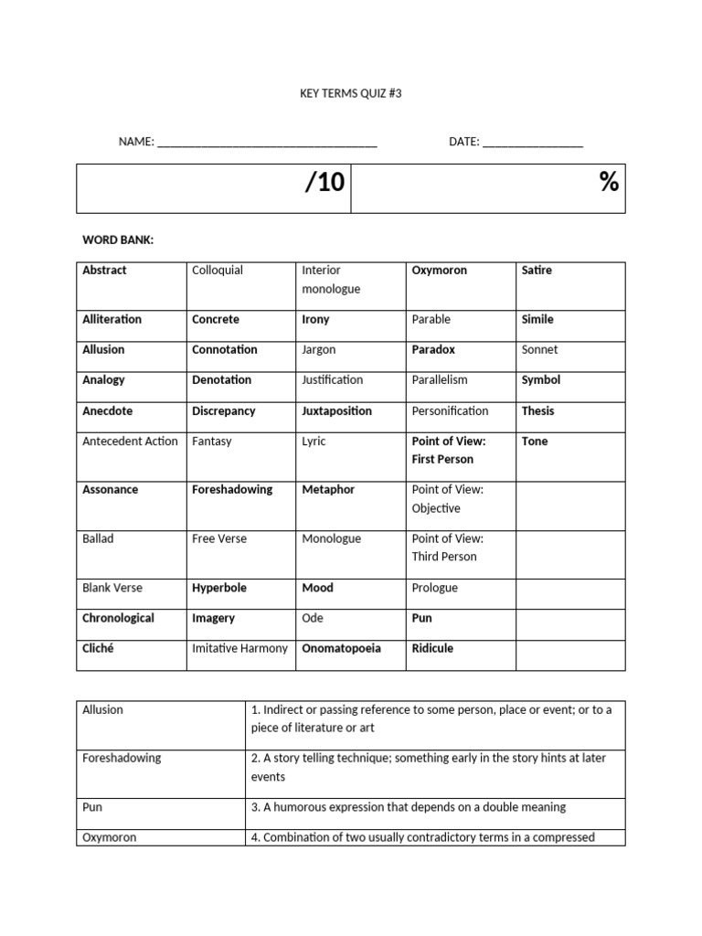 Key Terms Quiz 3key | PDF