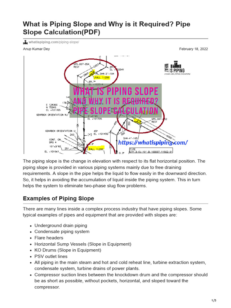 What Is Piping Slope and Why Is It Required Pipe Slope CalculationPDF | PDF