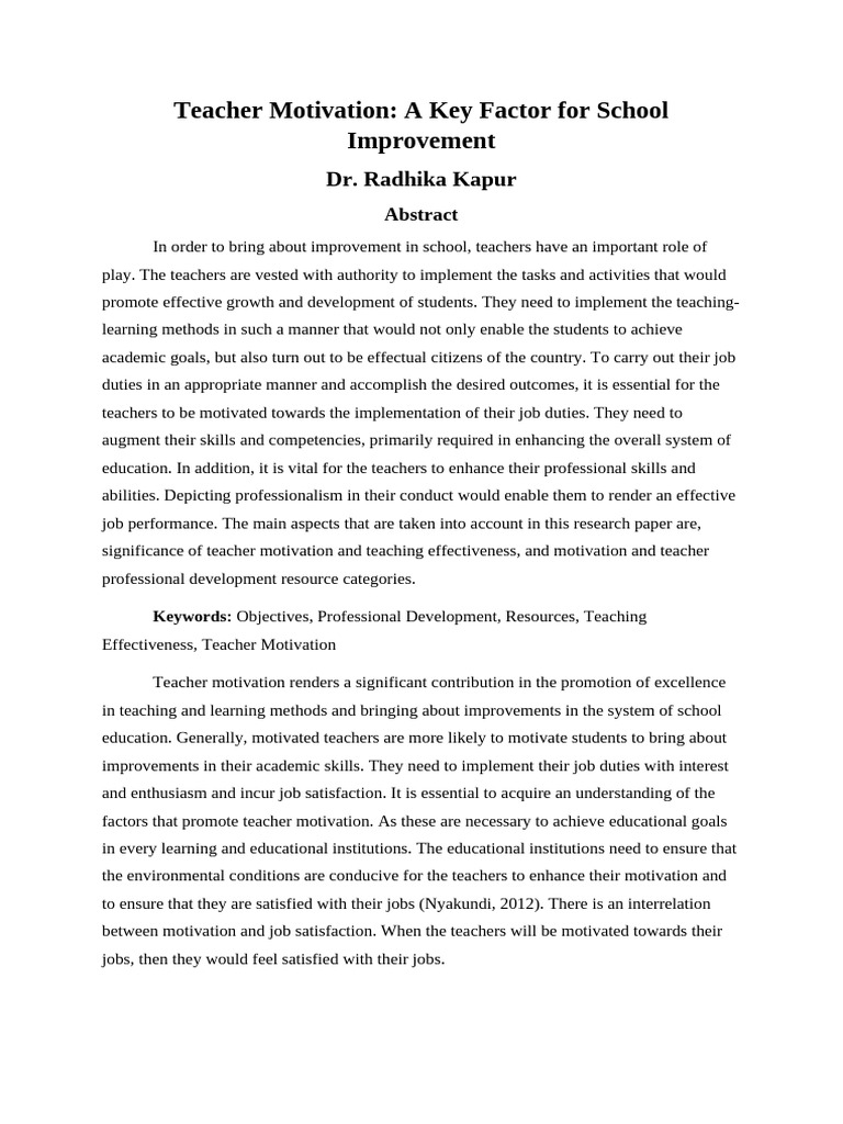 TeacherMotivation Paper18 | PDF