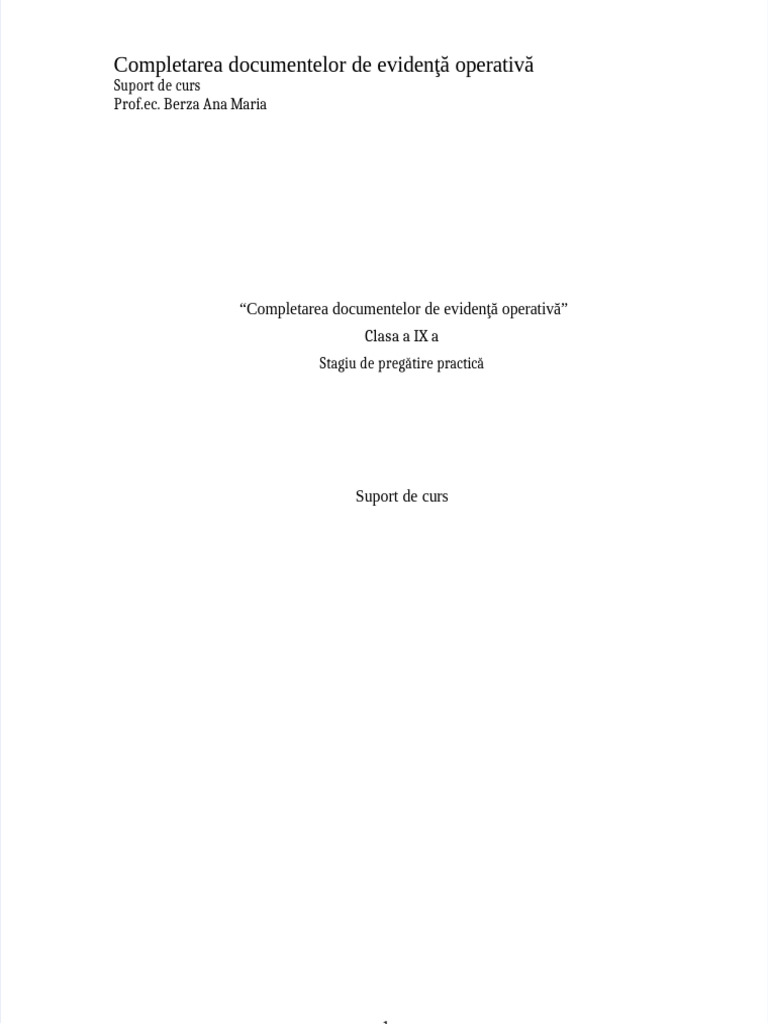 Documente de Evidenta Operativa | PDF | Finanzas y dinero