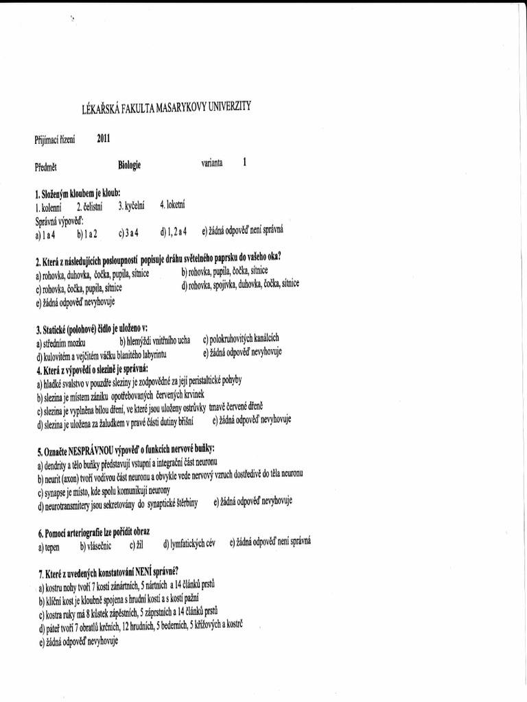 Test 2011 - BI 1 | PDF