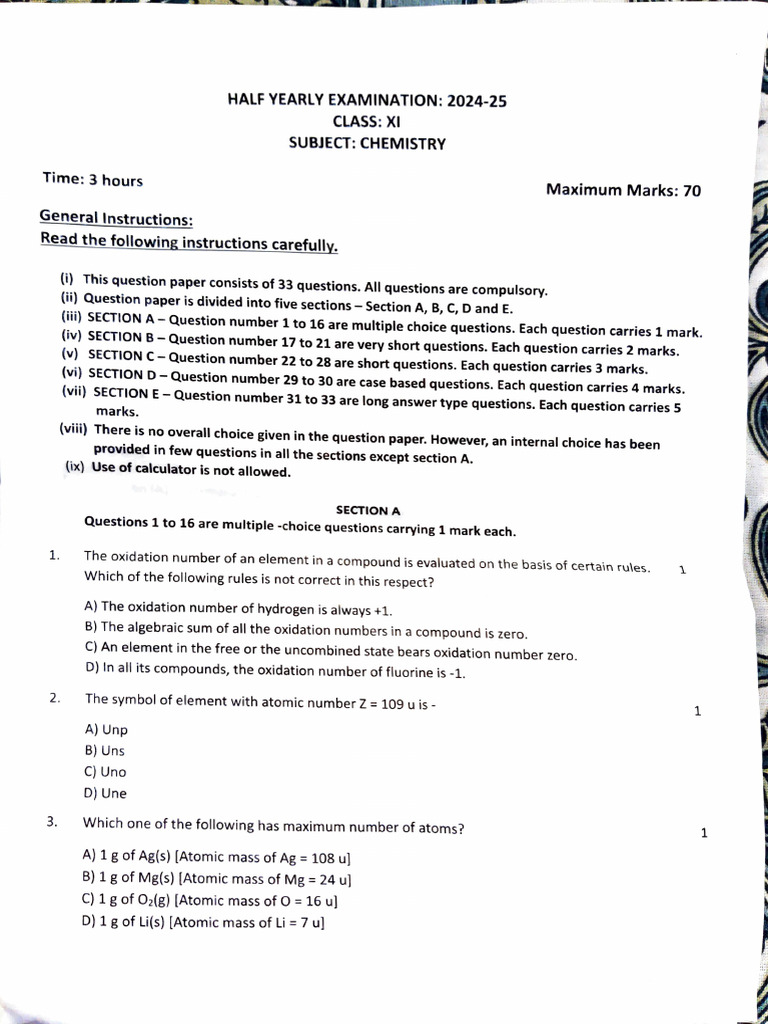 Chemistry HY24 | PDF