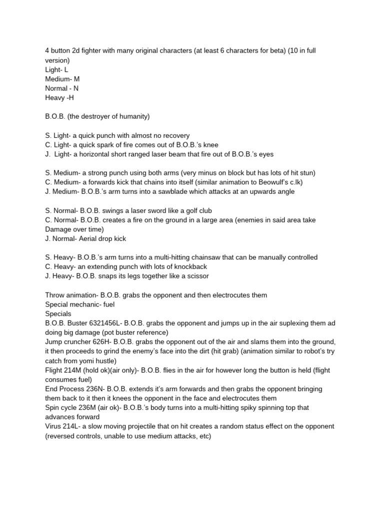B.O.B. Character Concept | PDF