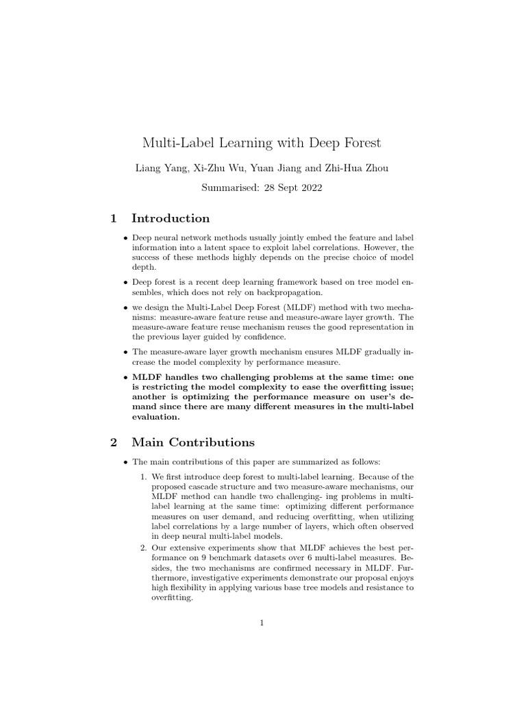 Multi Label Learning With Deep Forest | PDF