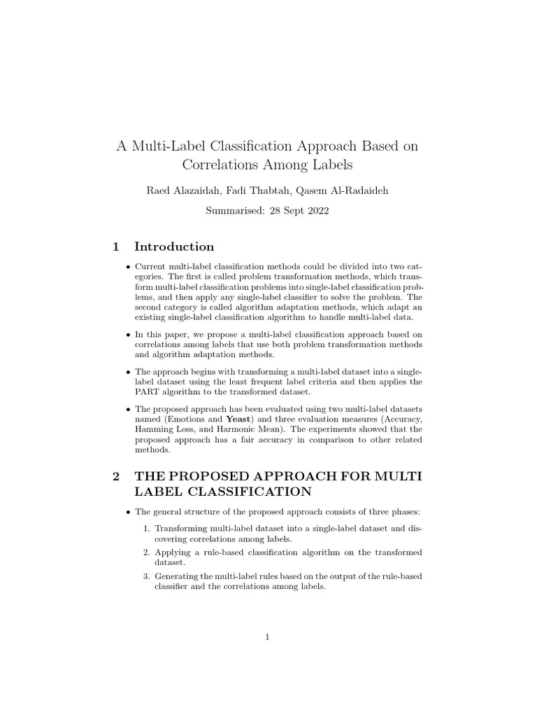 A Multi Label Classification Approach Based On Correlations Among ...