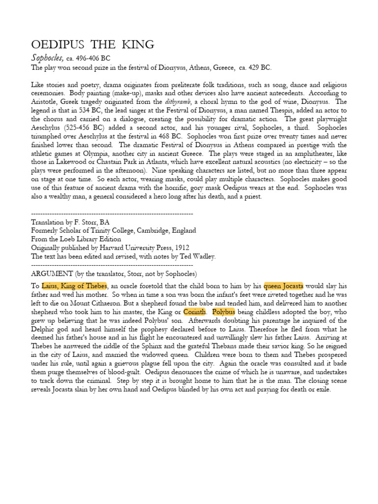 Oedipus Rex Full Text | PDF