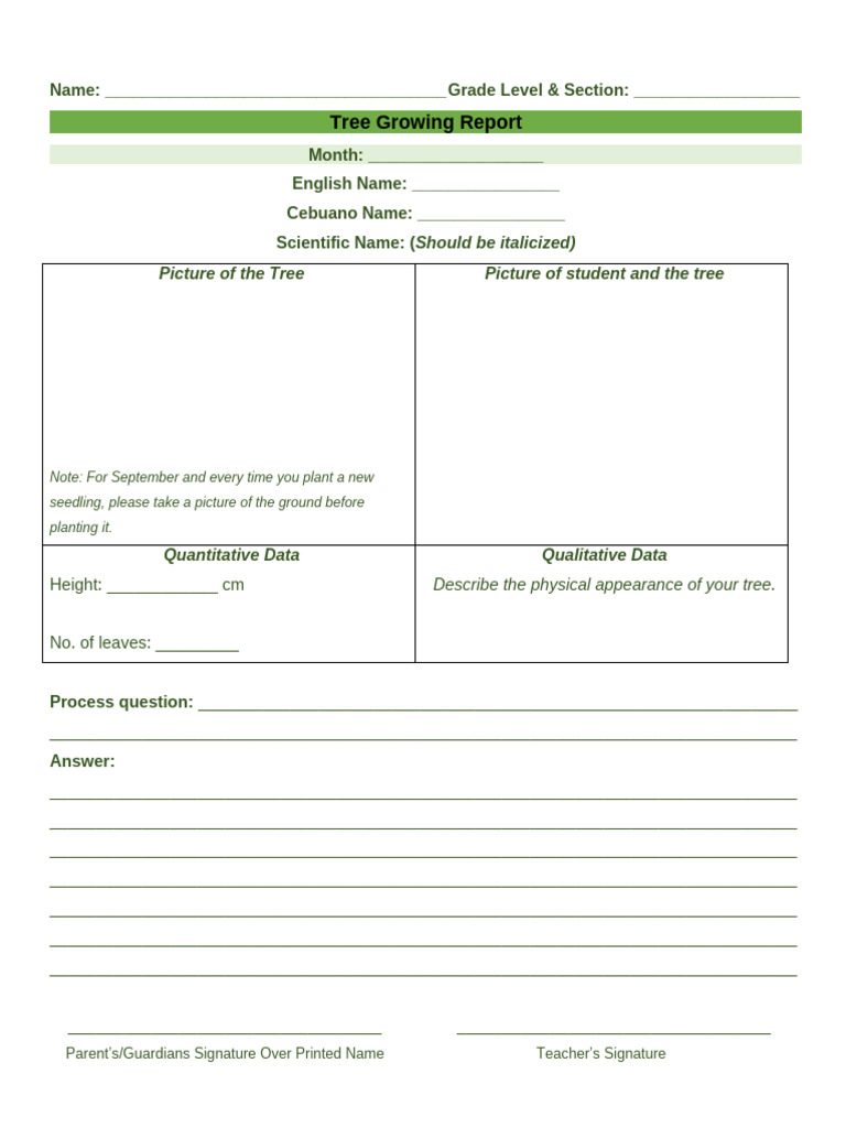 Tree Growing Report Template | PDF