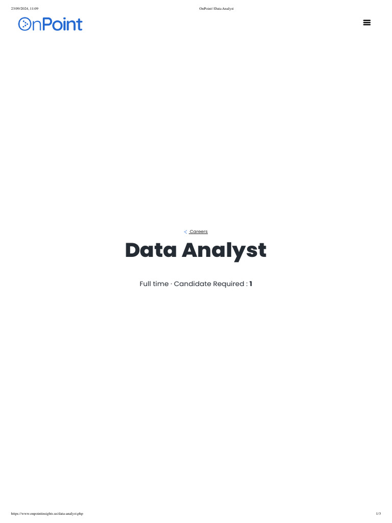 OnPoint - Data Analyst | PDF