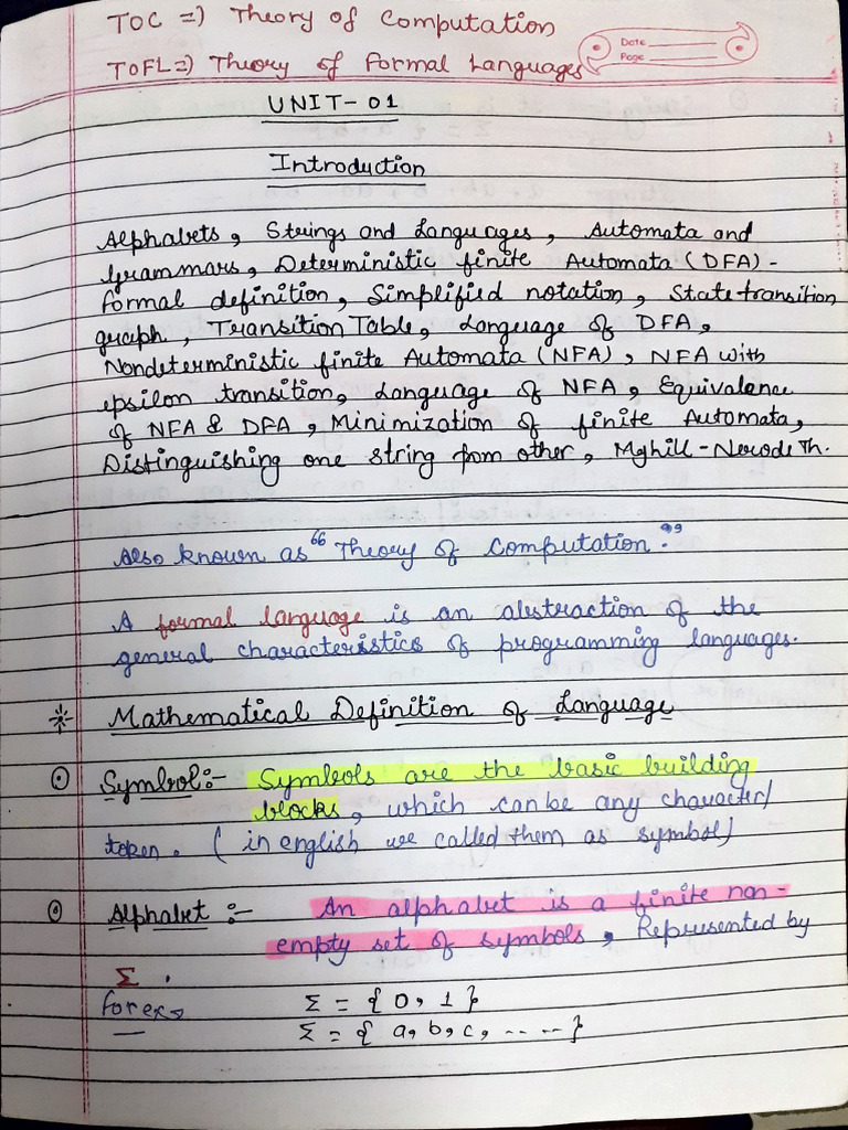 TOC Unit 1 | PDF