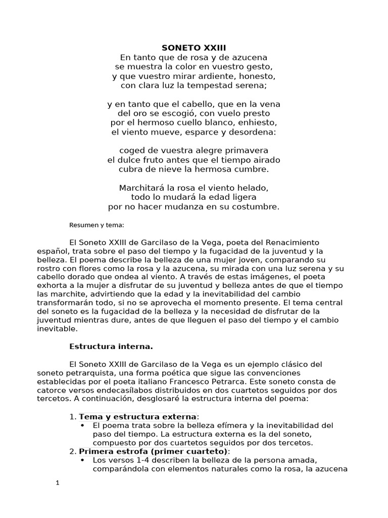 Comentario en Tanto de Que Rosa y Azucena | PDF | Sonetos | Poesía