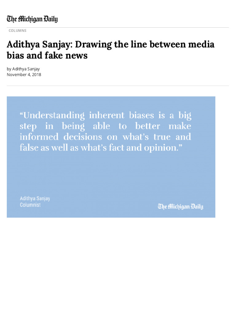 Adithya Sanjay - Drawing The Line Between Media Bias and Fake News | PDF