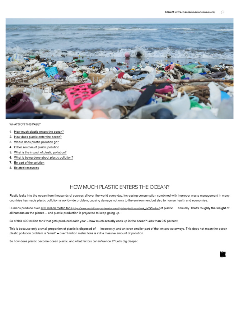 Ocean Plastic Pollution Explained - The Ocean Cleanup | PDF