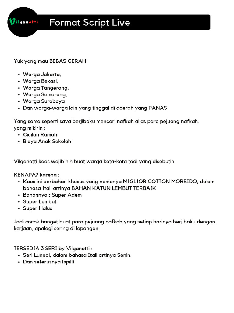 Format Script Live | PDF